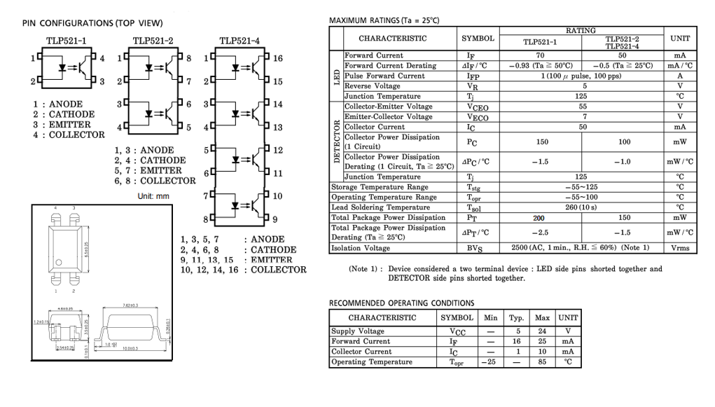 CXT – Từ ý tưởng đến sản phẩm - TLP521GB-S Optoisolator 2.5KV 1CH SOP4 UMW