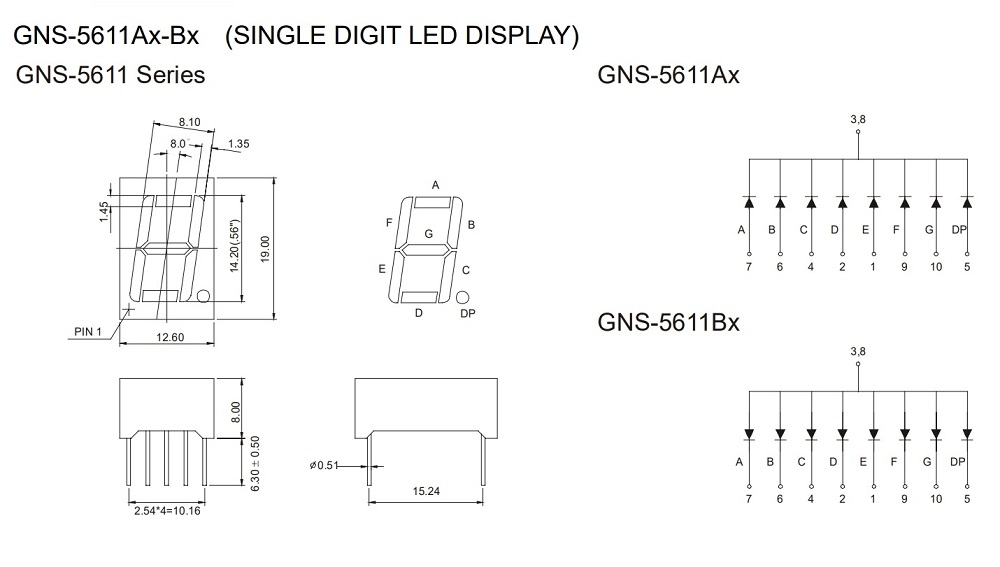 CXT – Từ ý tưởng đến sản phẩm - LED 7 thanh 0.56 Inch 1 số sáng đỏ A ...