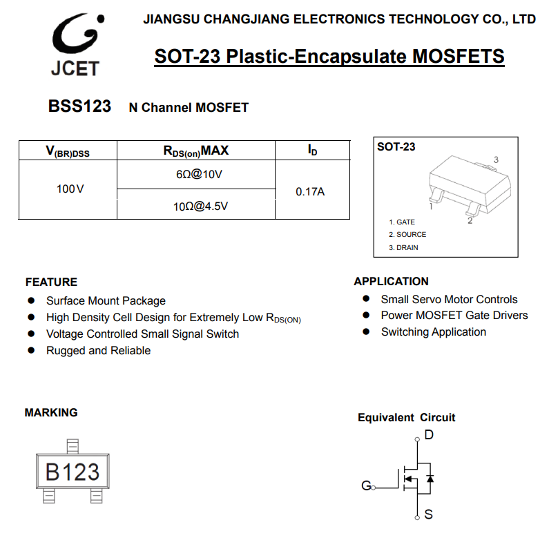 CXT – Từ ý tưởng đến sản phẩm - BSS123 B123 MOSFET N-CH 100V 170MA ...