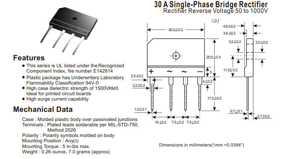 CXT – Từ ý tưởng đến sản phẩm - GBJ3510 Diode cầu 35A 1000V SIP-4