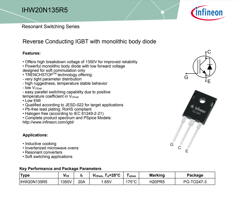 CXT – Từ ý tưởng đến sản phẩm - IHW20N135R5 H20PR5 IGBT 20A 1350V TO-247
