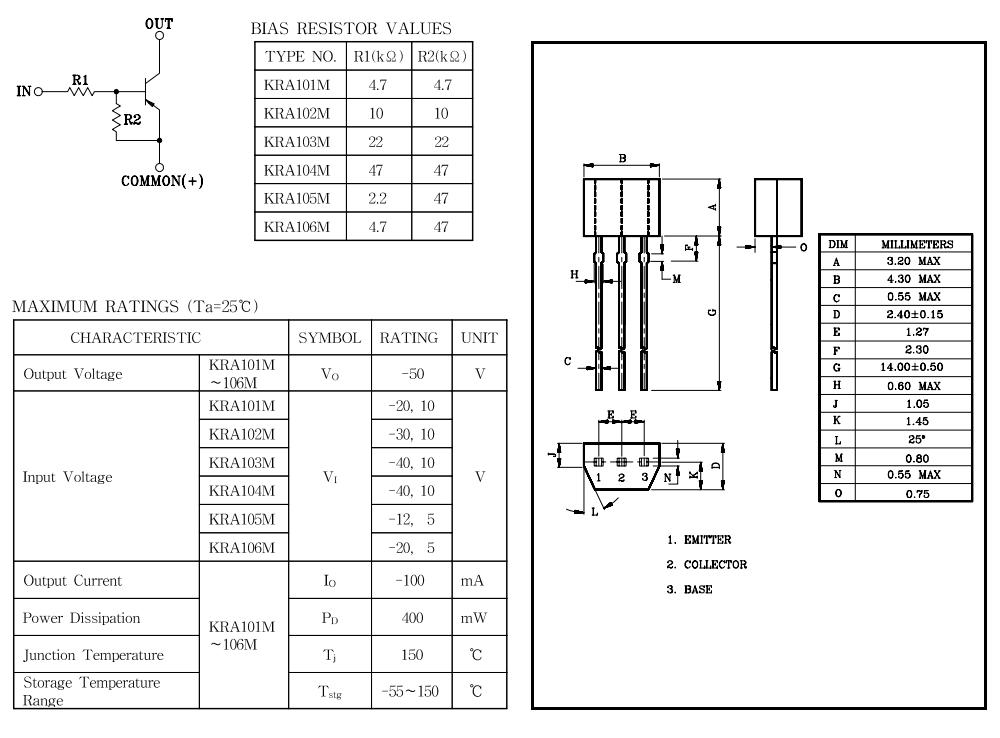 CXT – Từ ý tưởng đến sản phẩm - KRA105M NPN Transistor 0.1A 50V TO-92S