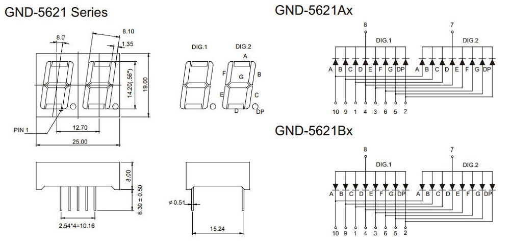CXT – Từ ý tưởng đến sản phẩm - LED 7 thanh 0.56 Inch 2 số màu đỏ A ...
