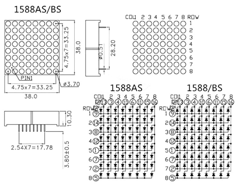 CXT – Từ ý tưởng đến sản phẩm - Led matrix 8x8 Sáng đỏ K chung 1588AS 4 ...